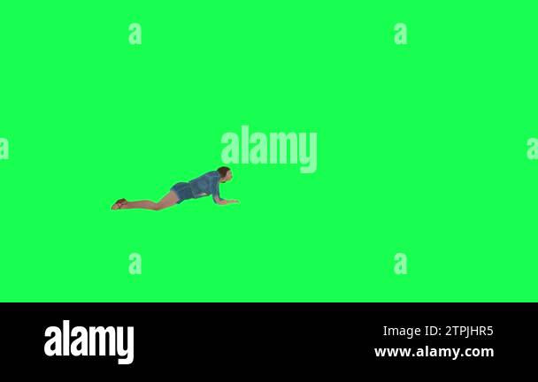 Green screen 3D injured girl Crawling left angle isolated 3d people ...