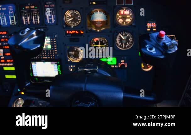 Pilot in an airplane cockpit, airplane instruments Stock Video Footage ...