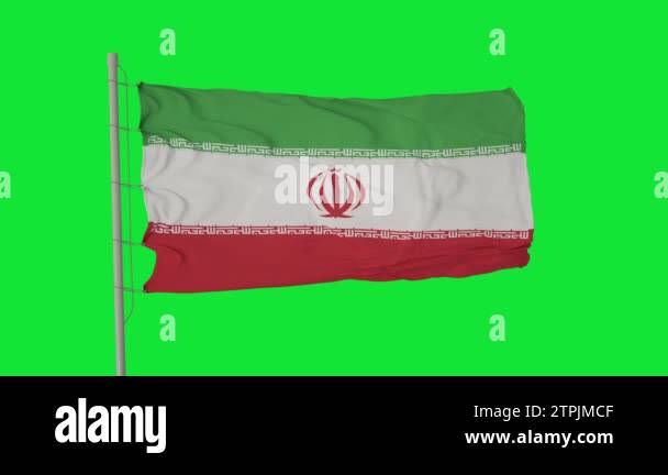 Iran flag is waving on green screen. Iran flag seamless loop animation ...