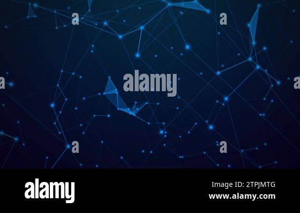 Bright glowing dots, triangles and lines geometry technology background ...