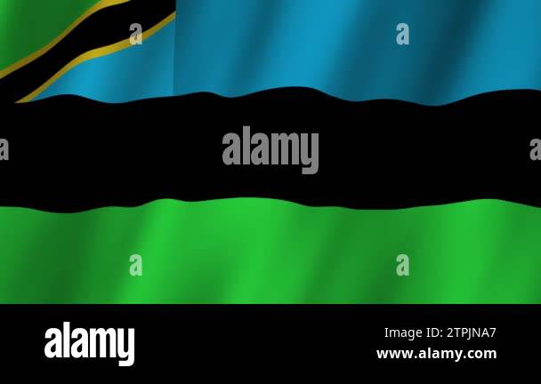 Zanzibar Flag. National 3d Zanzibar flag waving. Flag of Zanzibar footage video waving in wind ...