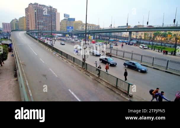 CAIRO, EGYPT - DECEMBER 22, 2017: The widest city square - Midan Ramses ...