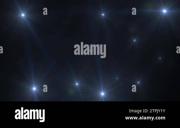 Abstract Loop flickering glow blue flashing optical lens flares ...