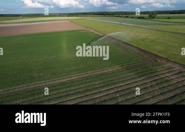 droughts in Europe,water sprinkler irrigation systems, Farming field ...