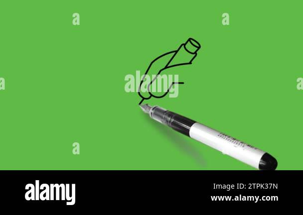 draw human hand and arm cover with shirt cuff hold pen make straight ...
