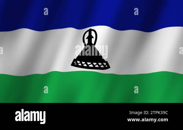 Lesotho Flag. National 3d Lesotho flag waving. Flag of Lesotho footage ...