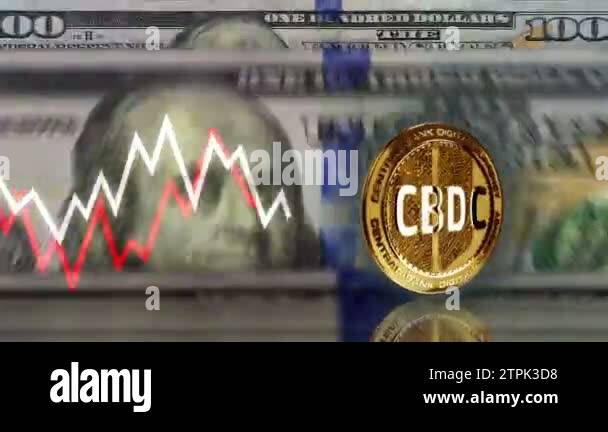 CBDC Digital Currency cryptocurrency golden coin over 100 Dollar ...