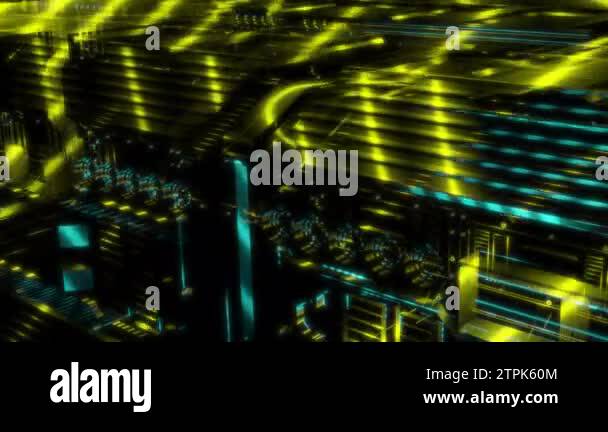 Futuristic technology concept, 3D model space corridor scanning, effect ...