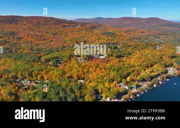 Alton Bay at Lake Winnipesaukee aerial view and village of Alton Bay in ...