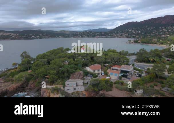 Aerial video of the Agay bay on the French Riviera. In the footage can ...