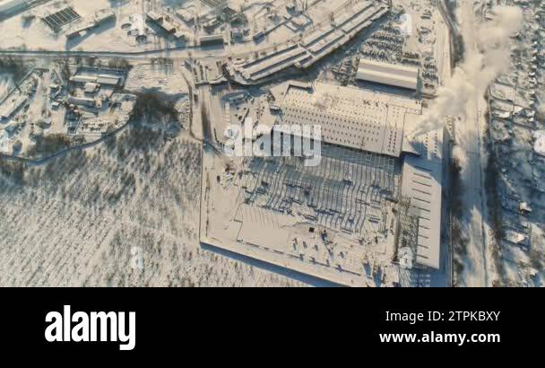 Modern storehouse construction site, the structural steel structure of ...