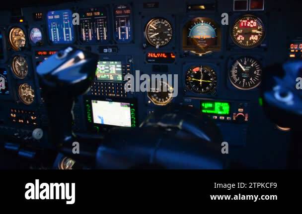 Pilot in an airplane cockpit, airplane instruments Stock Video Footage ...