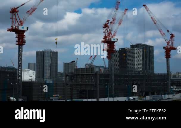 Crane time lapse 4K at Ariake Tokyo tilt up / Its a city location in ...