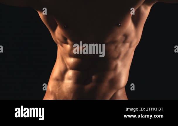 Sportsman, muscles, athlete man, triceps. Athletic caucasian, six pack ...