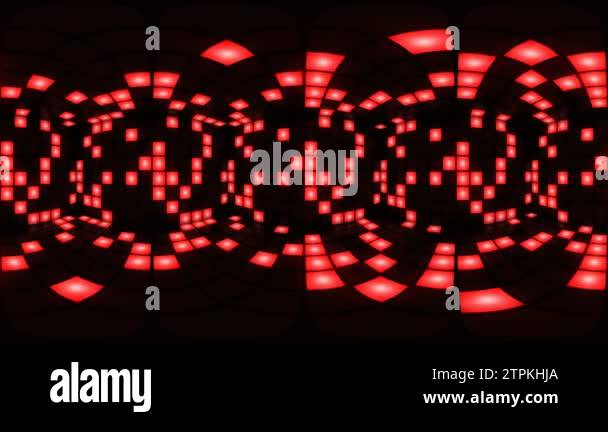 360 VR Red disco nightclub dance floor wall light grid background vj ...