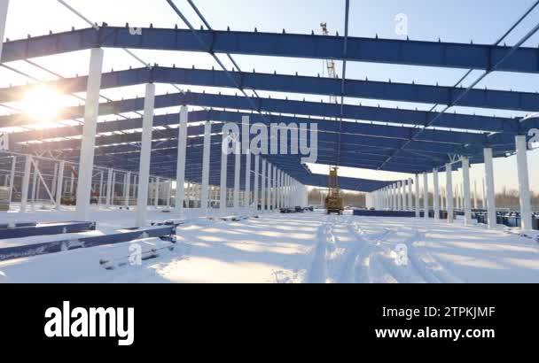 Construction of a modern factory or warehouse, modern industrial ...