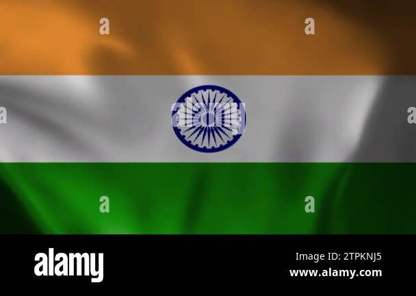 India flag waving in wind animation. close up view of Indian flag ...