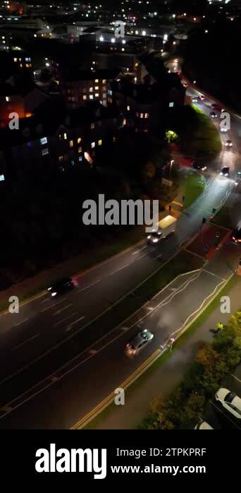 Vertical Footage of Northampton City of England During Night ...