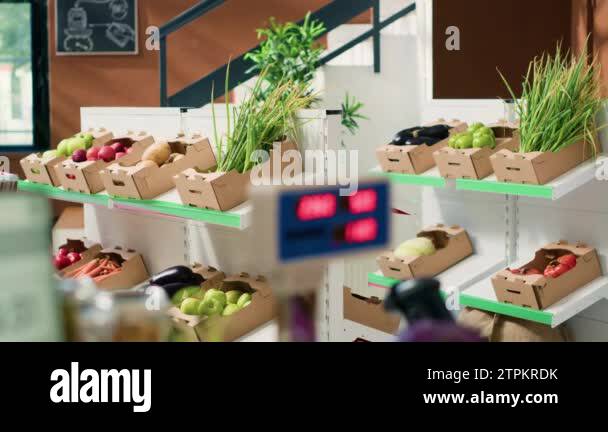 Low carbon footprint eco supermarket with ethically sourced fruits ...
