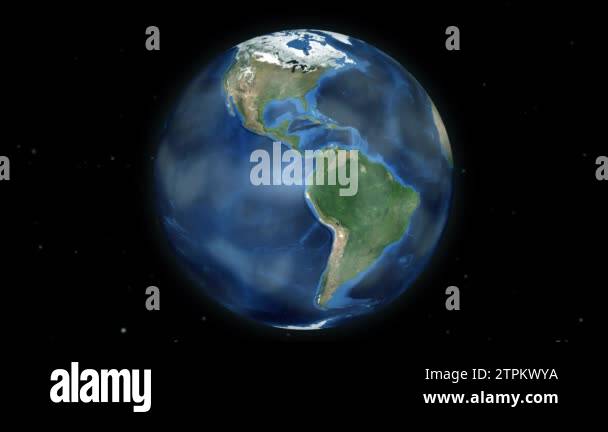 Zooming through space to a location in North America animation - North ...