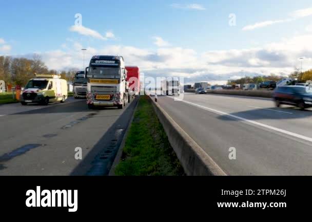 Medenbach, Germany - November 20, 2023: Trucks on German rest area ...