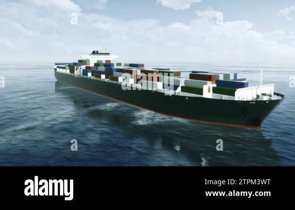 Big brandless cargo container ship full of various containers floats in ...