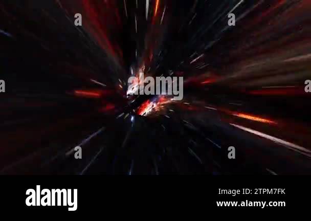 Abstract loop dark blue orange hyper space warp Flight in futuristic ...