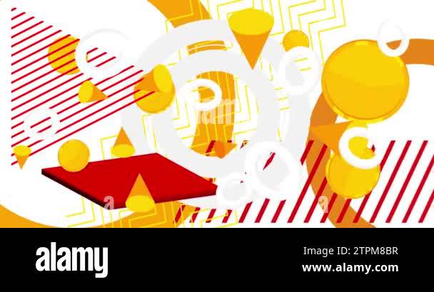 Busy red, yellow and white geometric background video template ...