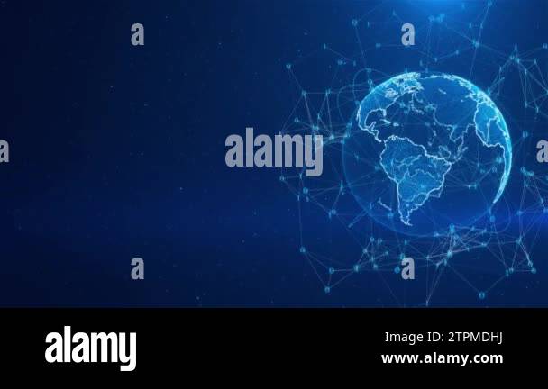 Digital earth rotating Global network connection technology background ...