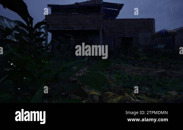 Falling Rain Forest Cabins, Black Background Storm Overlay, Rain Mist, Heavy Rain, Rain Splash ...