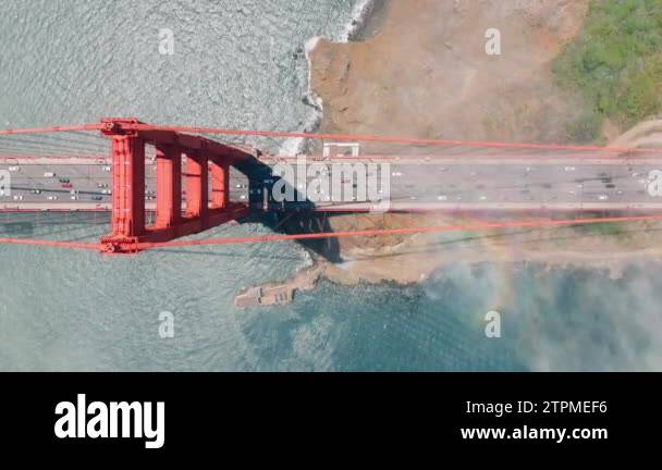 Top down view on architecture landmark California USA. Light cloud flow ...