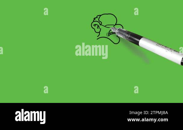 draw cartoon character standing old man lean forward hold stick in left ...