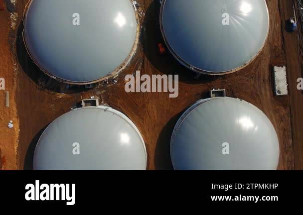 Large storage tanks on biogas plant. Modern equipment for biogas ...