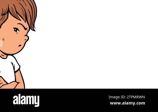 Offended little boy. Stubborn pose. Dissatisfied and naughty child ...