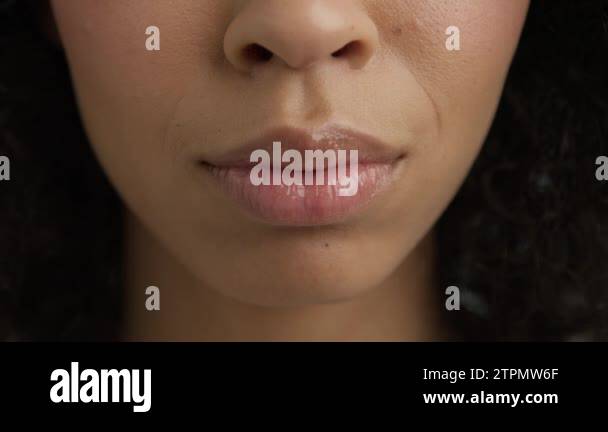 Multi ethnic girl with full beautiful pink lips. Beautiful female lips ...