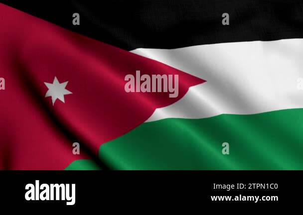 Jordan Flag. Waving Fabric Satin Texture Flag of Jordan 3D illustration ...
