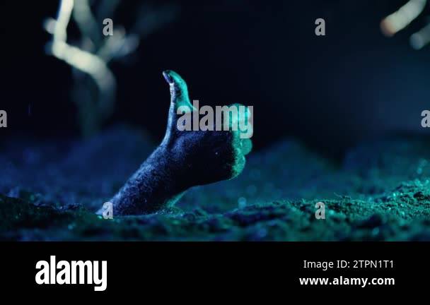 Terrible zombie hand thumb up sign, like gesture from grave. Halloween ...