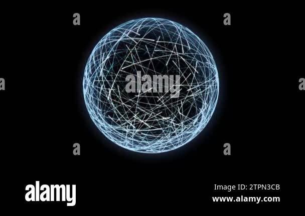 4K spherical formation of randomly rotating traces of light, mimicking ...