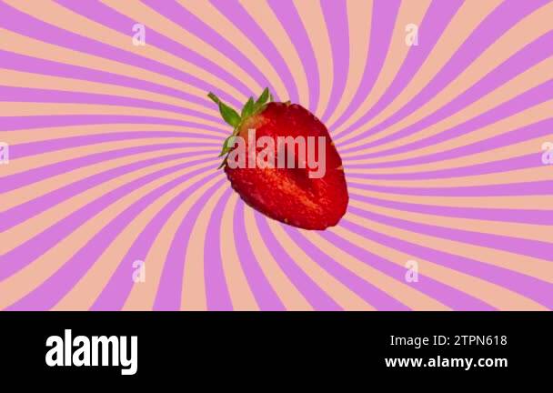 Dancing strawberry fruit sunburst music DJ song background rainbow ...