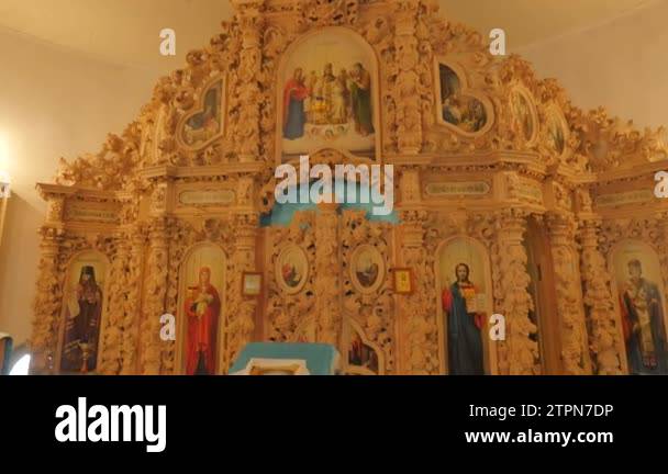 Altar in the Bell Tower of Holy Cross Monastery Trinity Day Woodcarving ...
