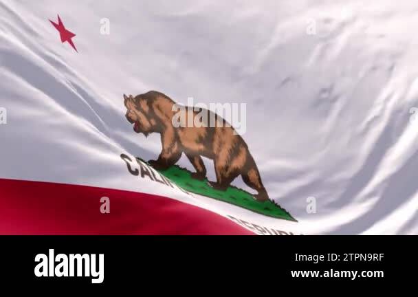 California flag waving in the wind as background or intro, State of ...