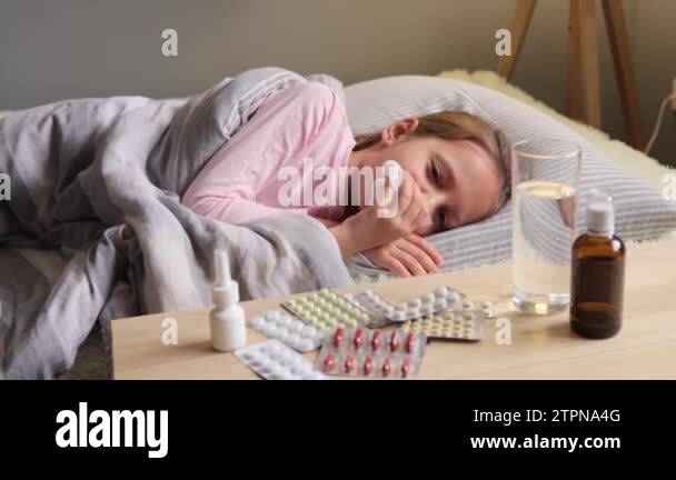 Medical illness. Child's health. Cold comfort. Healthy recovery. Little ...