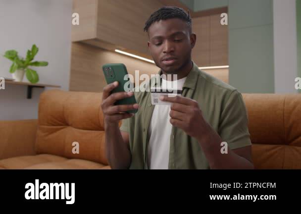 Black Man Failed to Pay Online using Cellphone and Credit Card. Person ...