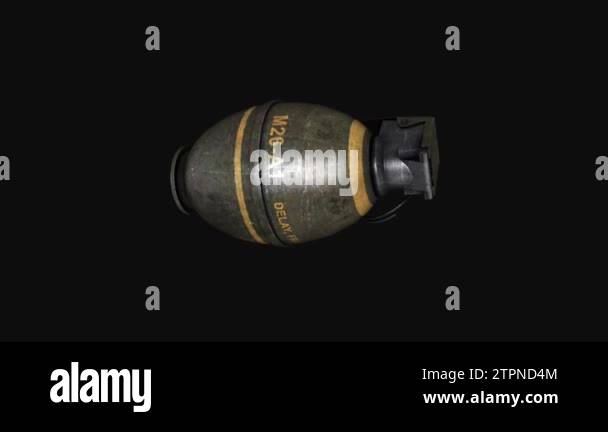Hand grenade. Animation of Hand grenade on black background. Rotating ...