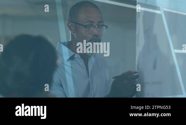 Animation of computer language over diverse coworkers discussing ...