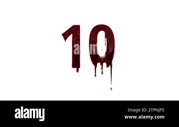 Bloody number 10 with alpha channel, number 10 in blood Stock Video ...