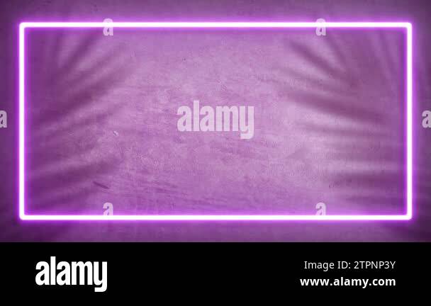 Neon light frame, glowing rectangle. White fluorescent lamp on texture ...
