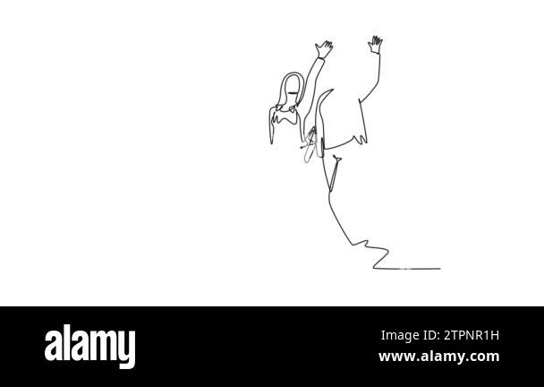 Animated self drawing of continuous line draw group male manager and ...