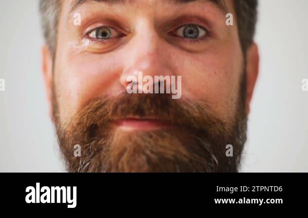 Male facial emotions. Bearded man with different expressions. Young man ...