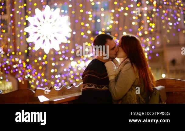 Romantic Couple with the Caucasian Appearance Kissing and Cuddling ...